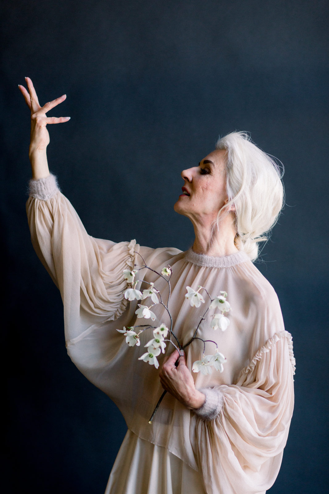 Black Color Theory Editorial with Silver Haired Model by Sarah Bradshaw